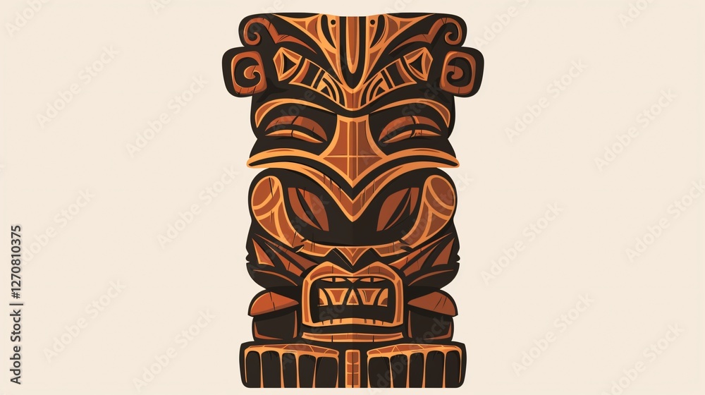 Tiki Wooden Totem Statue: Symbol of Ancient Polynesian Culture Stock ...
