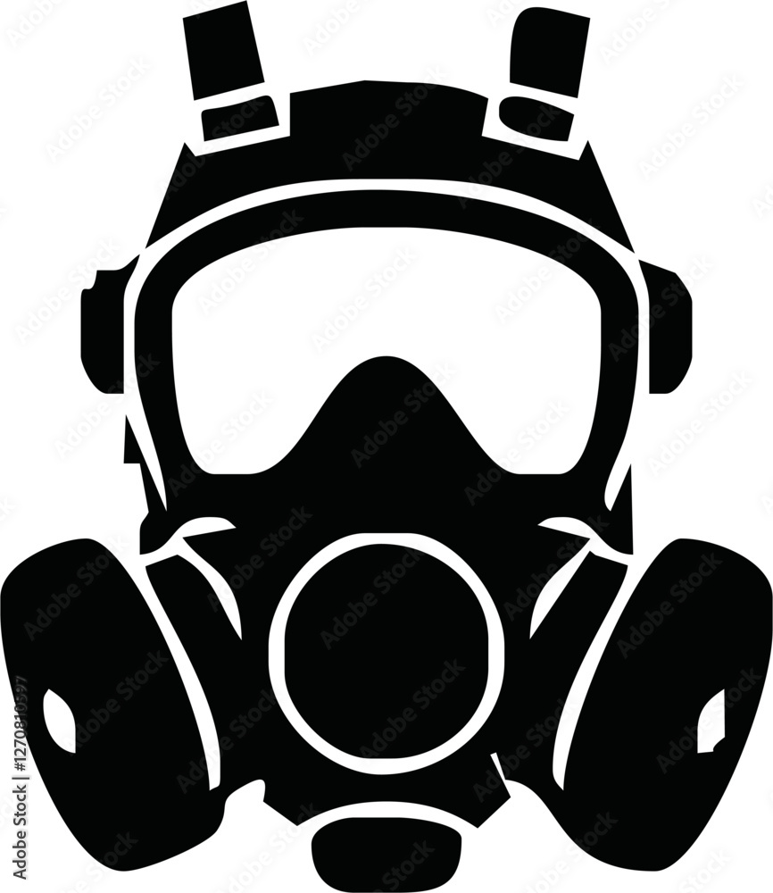 Respirator black glyph icon. Protective wear from virus infection. Air ...