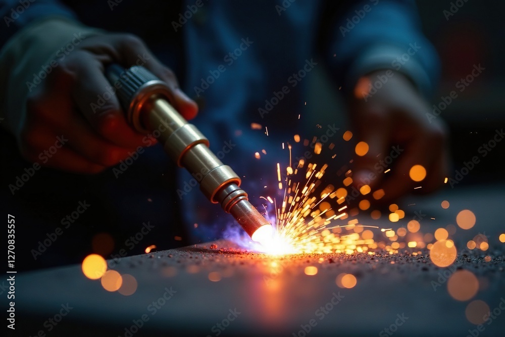 Welding torch with tungsten inert gas equipment, forge, metalworking ...