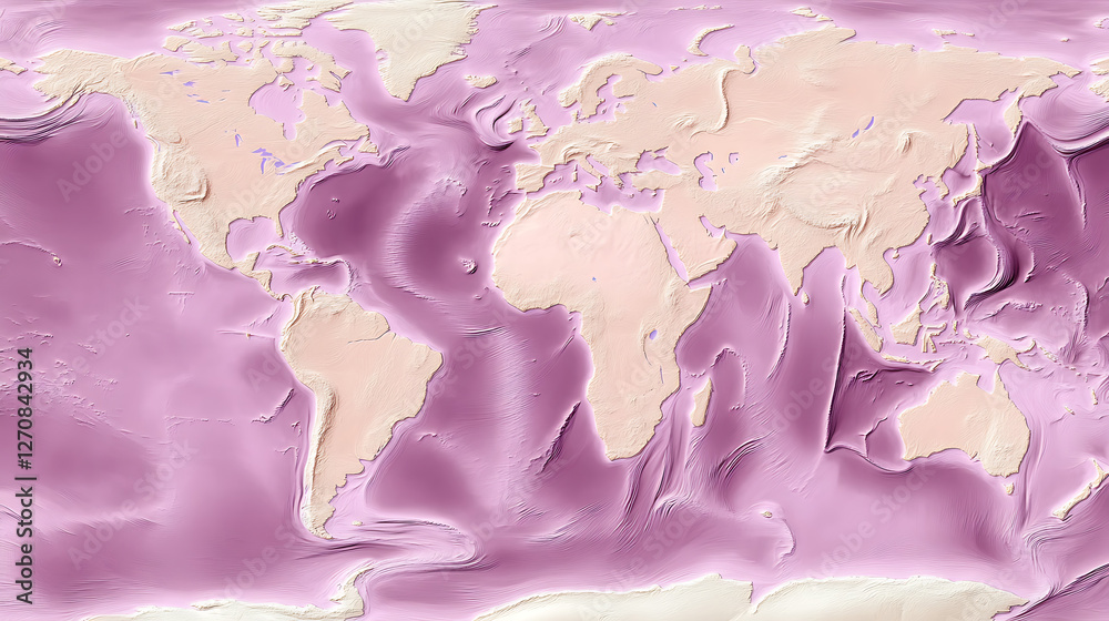 Terrestrial Cartography World Map Depicting Global Continents and ...