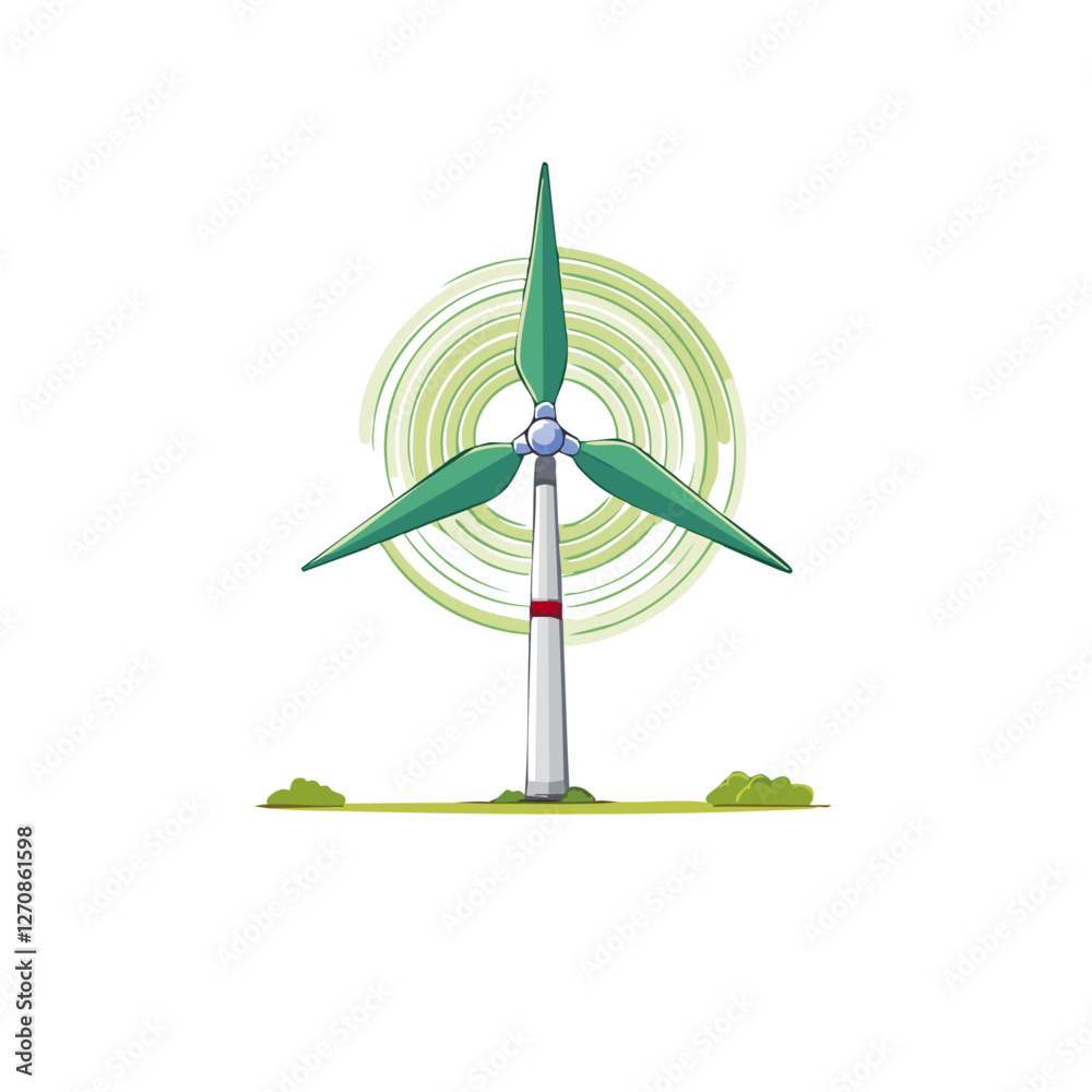 Green wind turbine on a transparent background vector wind energy icon ...