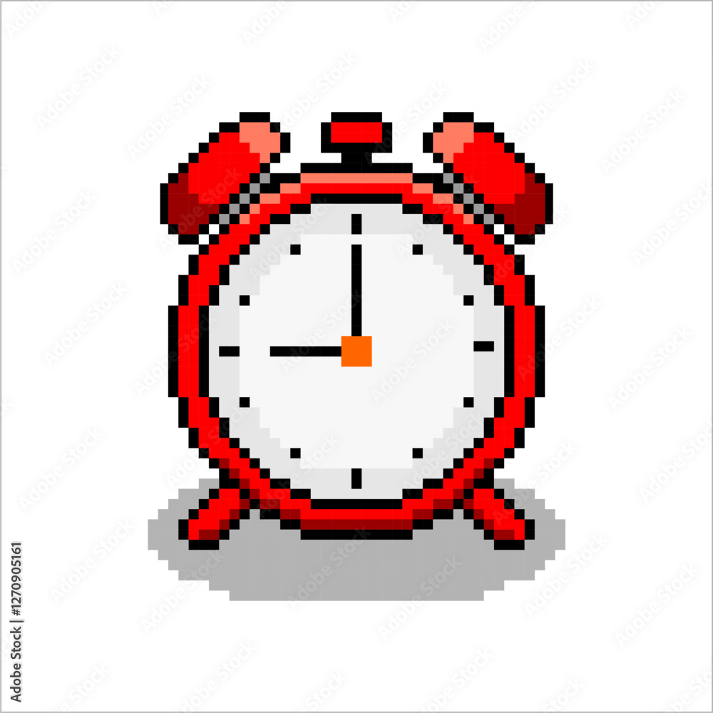 Pixel art of clock. Pixelated clock time icon. Red clock pixel. Stock ...