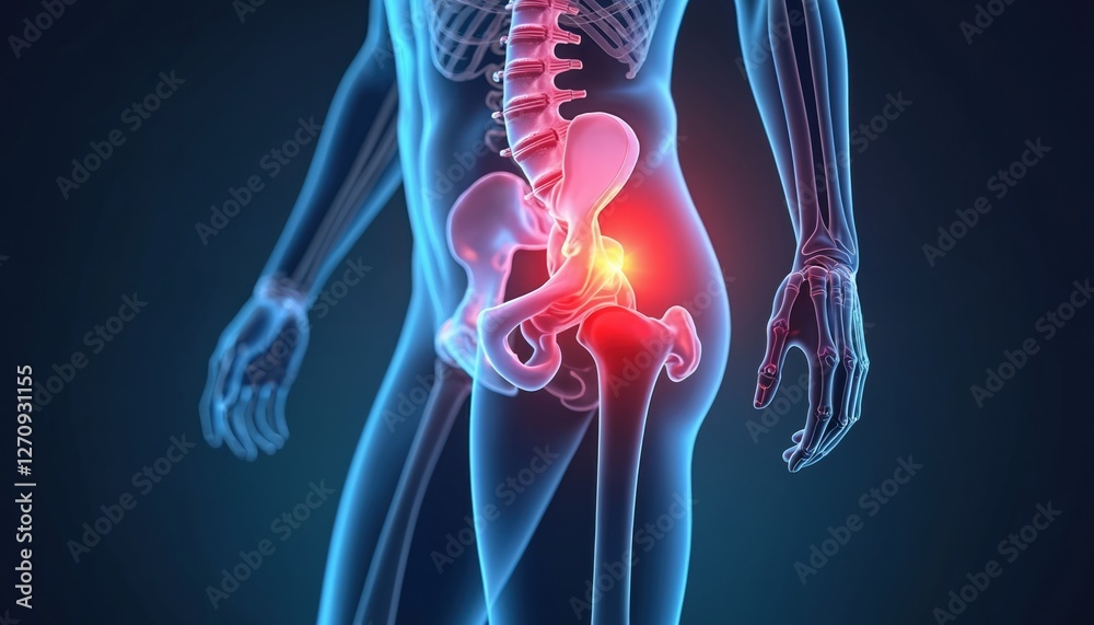 Stock-Illustration „Illustration of human body anatomy with hip joint ...