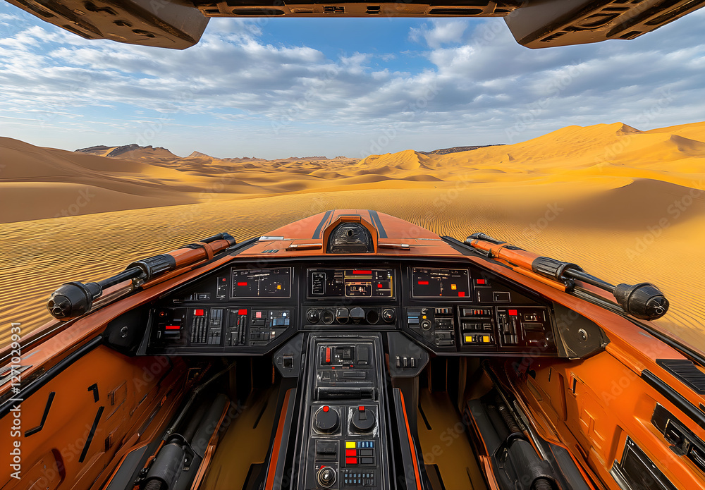 Wide-angle photo of the cockpit view from inside an X-wing starfighter ...