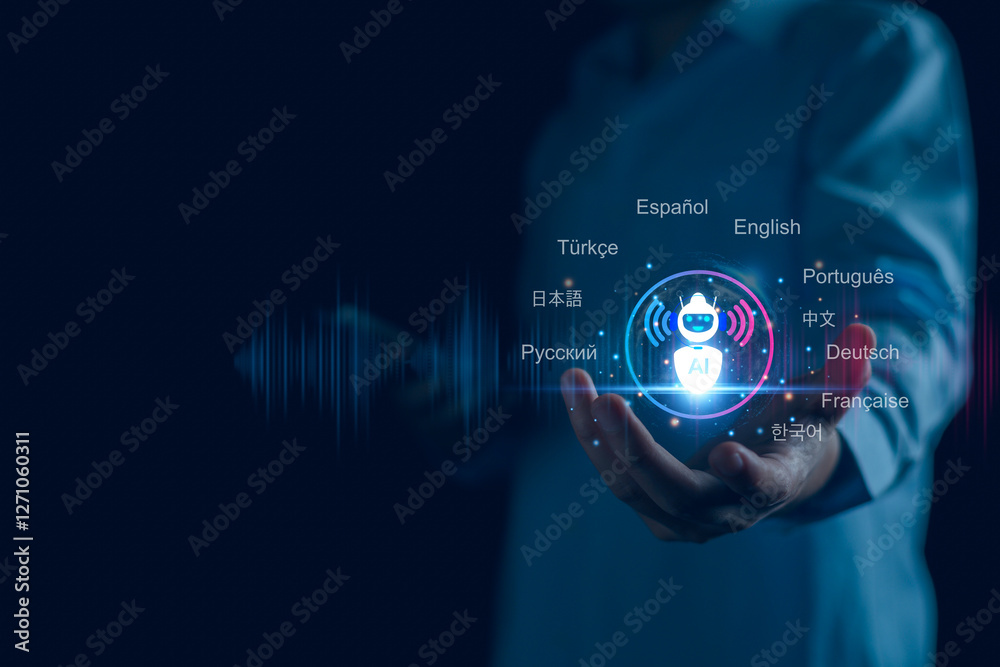 LLM, AI Large Language Model concept, Businessman with LLM ai on ...