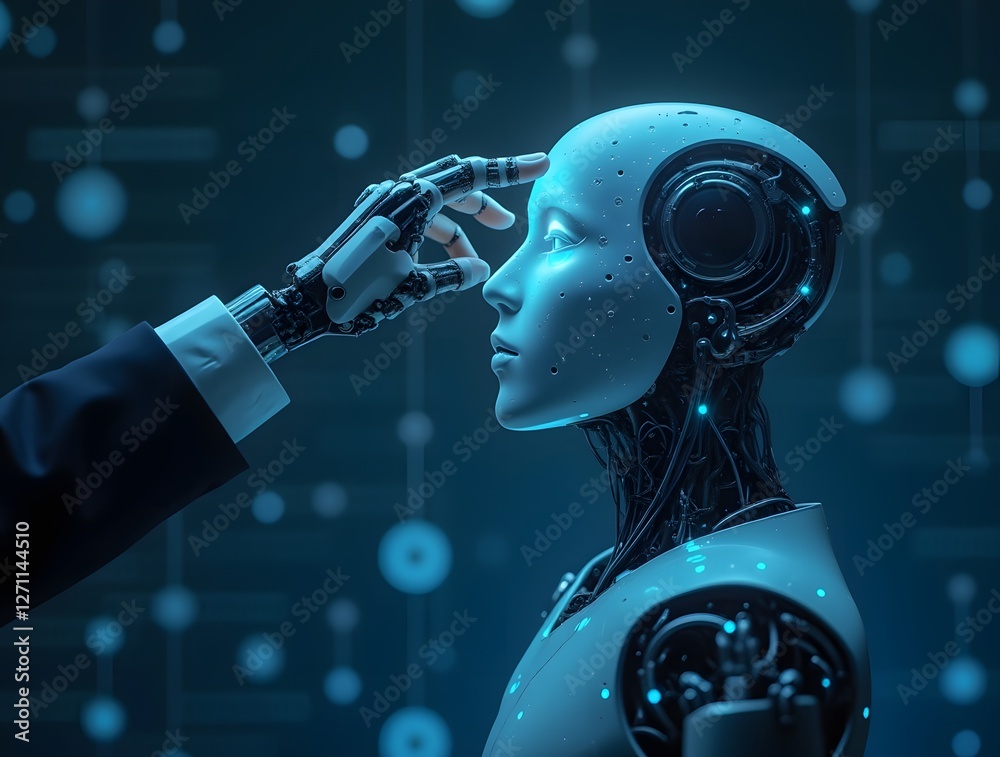 AI agent and generative artificial intelligence. Robotic processes automation and data analysis ...