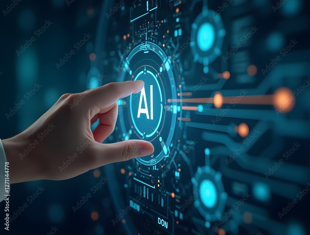 AI agent and generative artificial intelligence. Robotic processes automation and data analysis ...