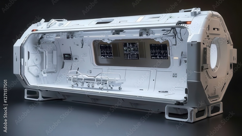 zero-gravity surgical chamber designed for space-based medical operations. Stock Illustration ...