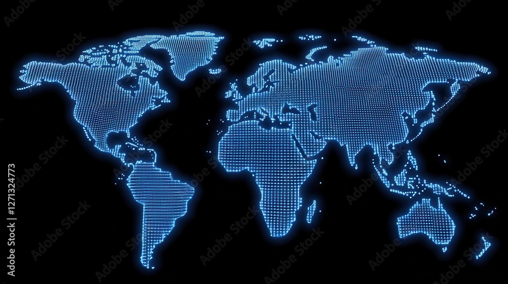 World map infographic concept. Futuristic 3D Metallic World Map Grid ...