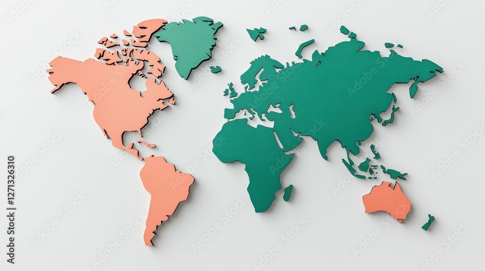 World map infographic concept. Vibrant 3D Paper Cut World Map with ...