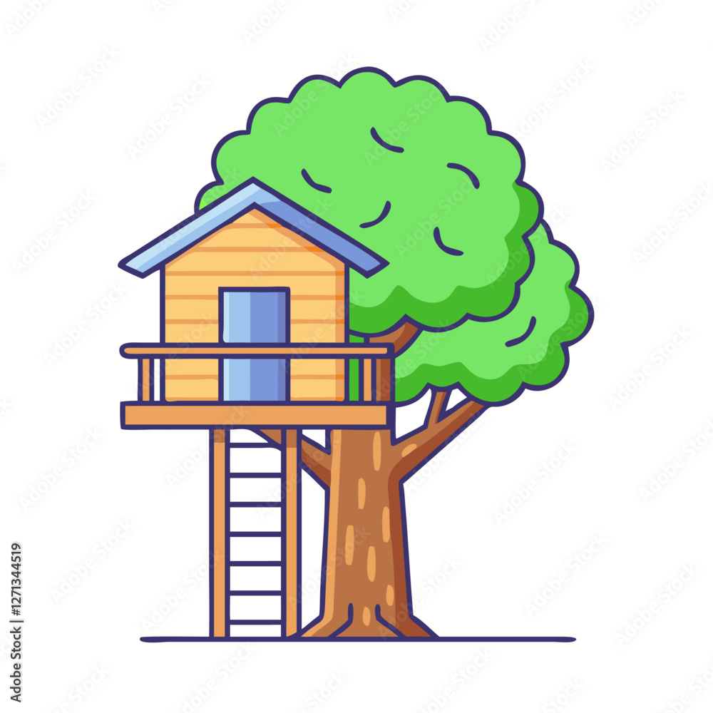 treehouse icon, treehouse vector illustration-simple illustration of ...