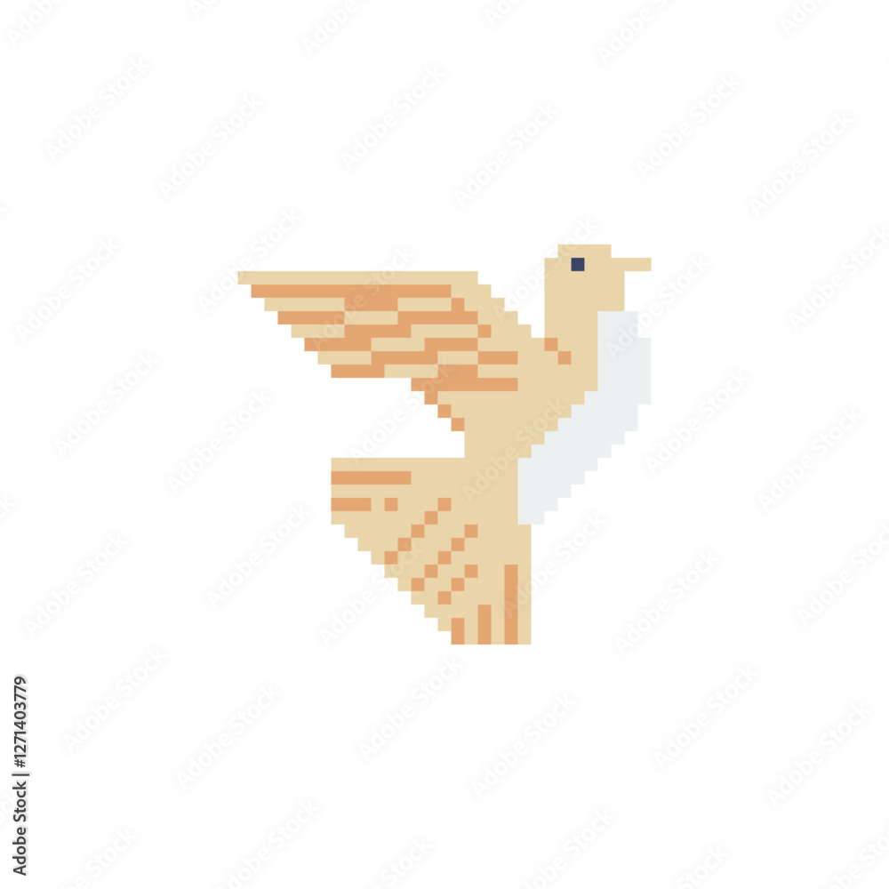 White pigeon pixel art flat style icon. Dove sign. Bird character ...