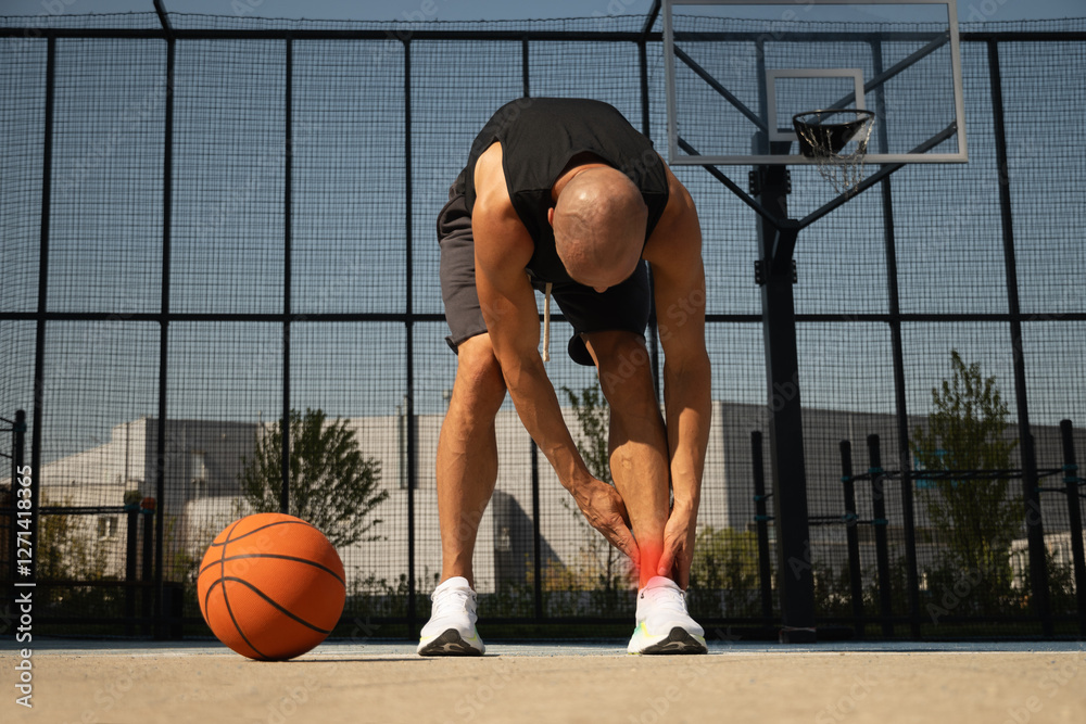 Basketball ankle injury or pain. Basketball player check legs after ...