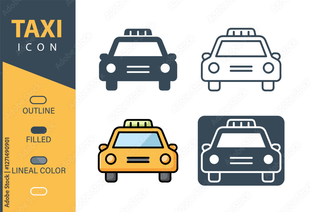Professional Taxi Icon Pack | Transportation UI Elements | Modern Cab ...