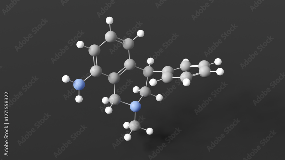 nomifensine molecule 3d, molecular structure, ball and stick model, structural chemical formula ...