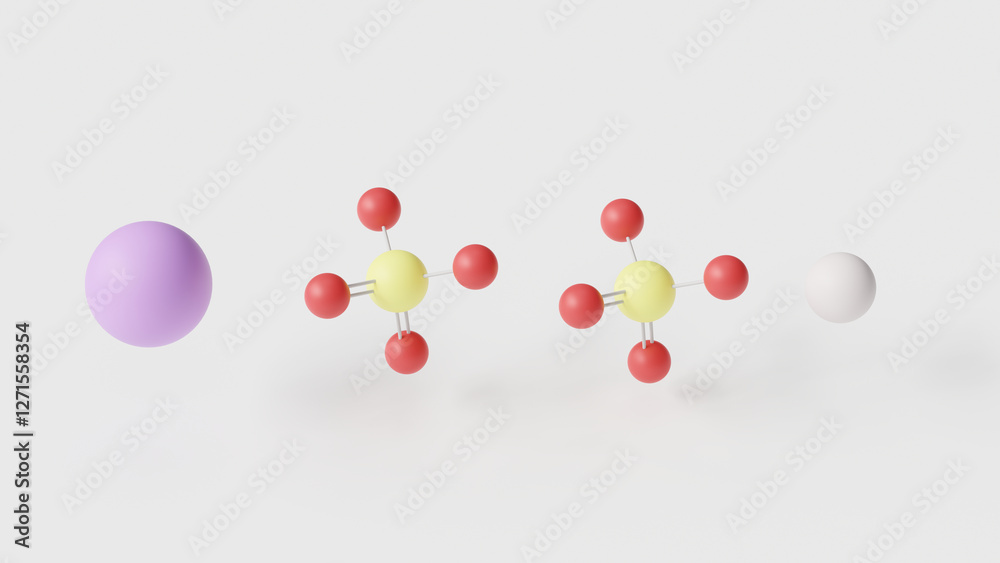 potassium alum molecule 3d, molecular structure, ball and stick model ...