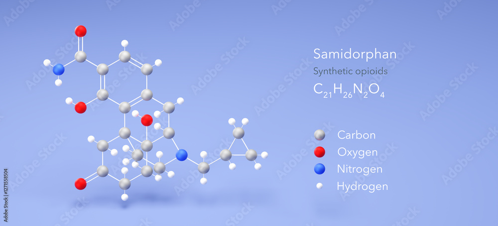 Ilustración de Stock samidorphan molecule, molecular structure ...