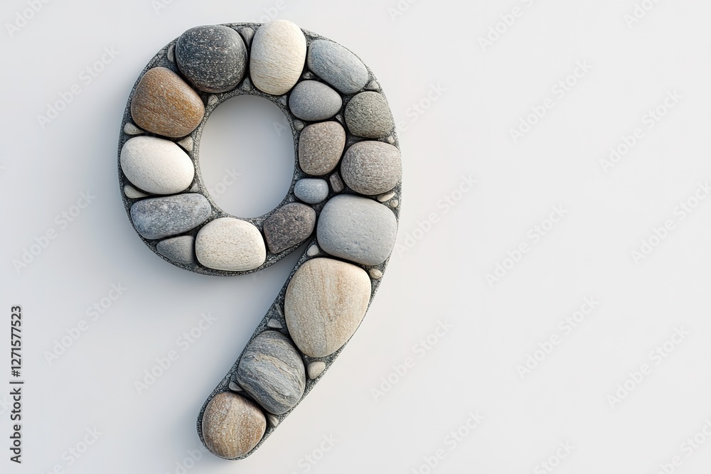 Rustic Number Nine: Pebbles forming a natural nine. Perfect for ...