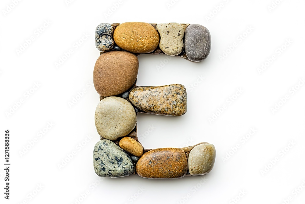 Stone Letter E: Natural Alphabet, Pebble Letter, Eco-Friendly Font ...