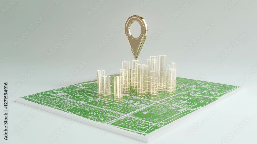 Renewable Energy Research Facility Shown on a Detailed Green City Map ...