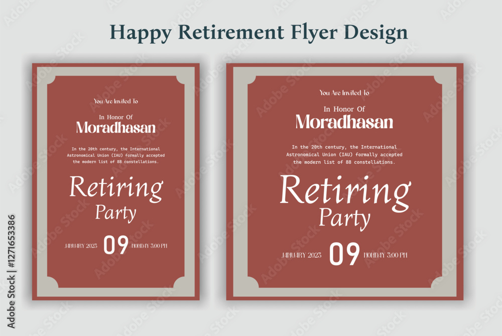 Vektor Retirement Flyer Design Template. Retirement Party Invitation ...