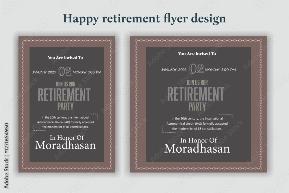 Vektor Retirement Flyer Design Template. Retirement Party Invitation ...