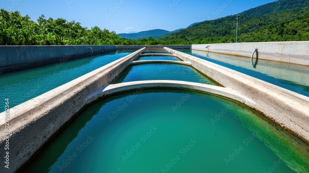 Aquaculture Waste Concept, Aquaculture Farms with Settling Basins for ...
