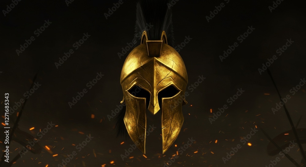 Spartan Helmet Gold Armor Artwork - Ancient Greek warrior helmet ...