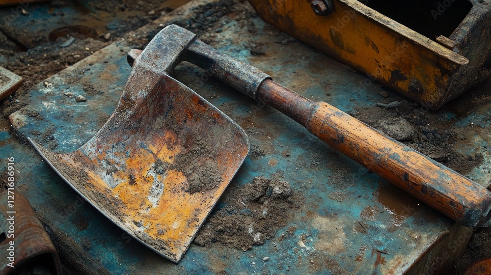 Rusty Shovel and Old Tool on a Dusty Surface - A Timeless Industrial ...