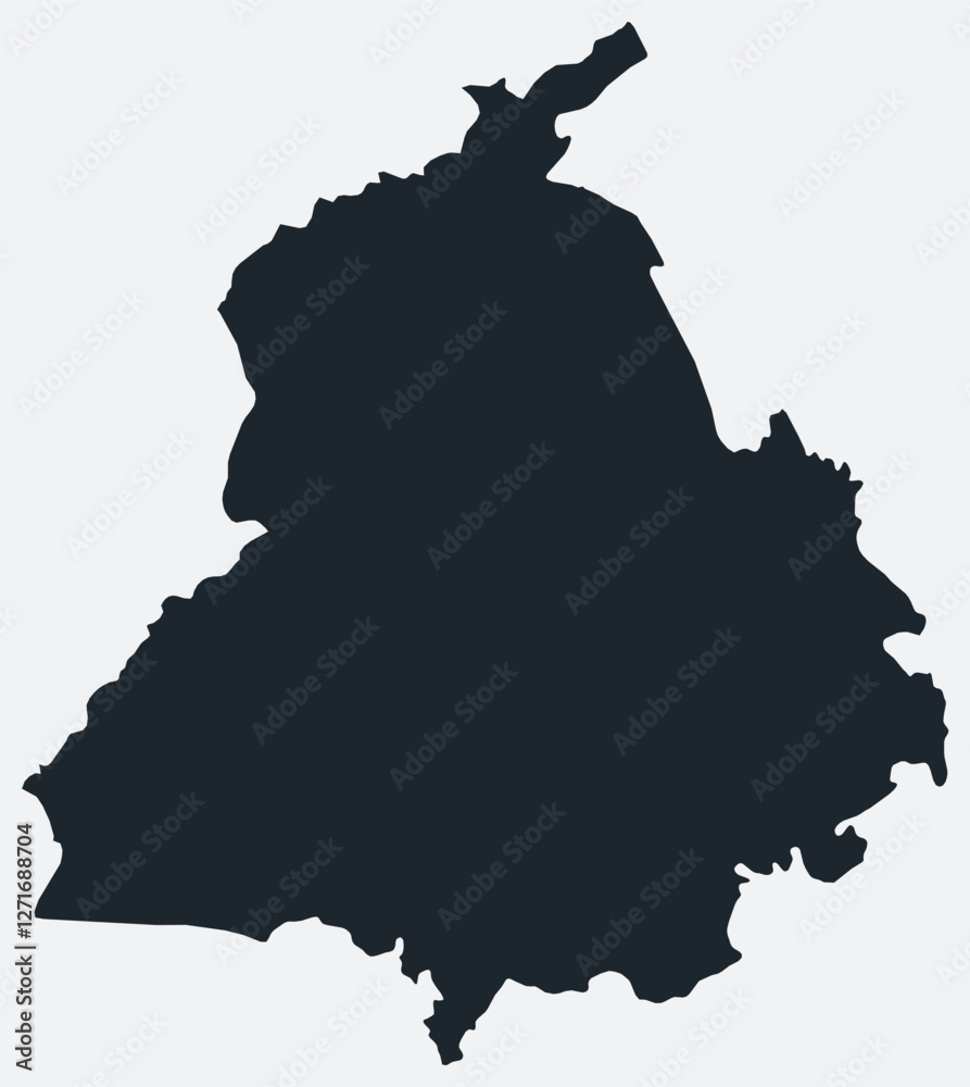 Punjab map. Just a simple border map. Shape of the state. Flat blank ...