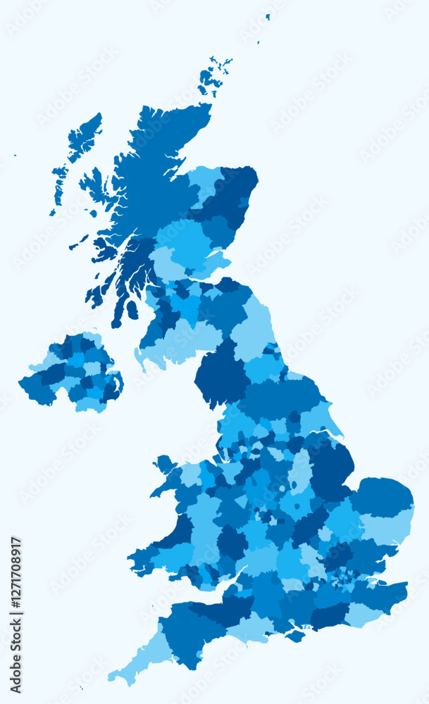 Map of the United Kingdom with regions. A simple country border map ...