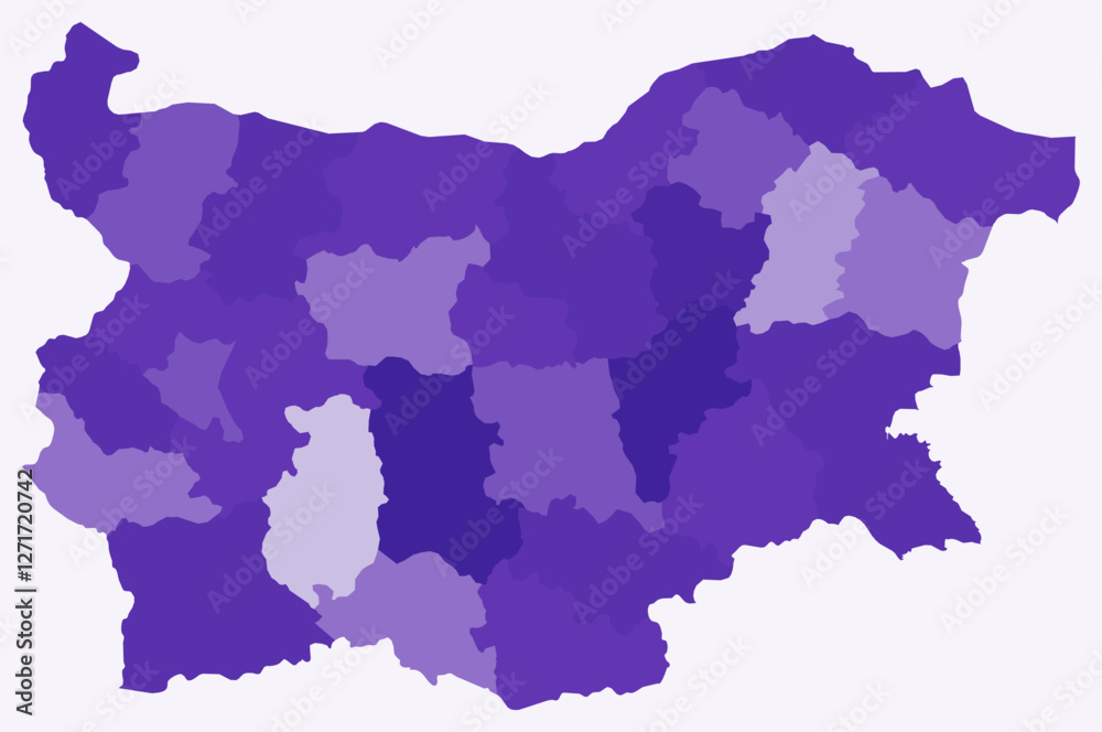 Map of Bulgaria with regions. Just a simple country border map with ...