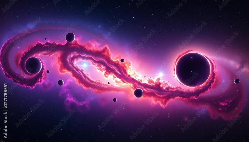 360 degree fantasy space nebula. Giant interstellar cloud with stars ...