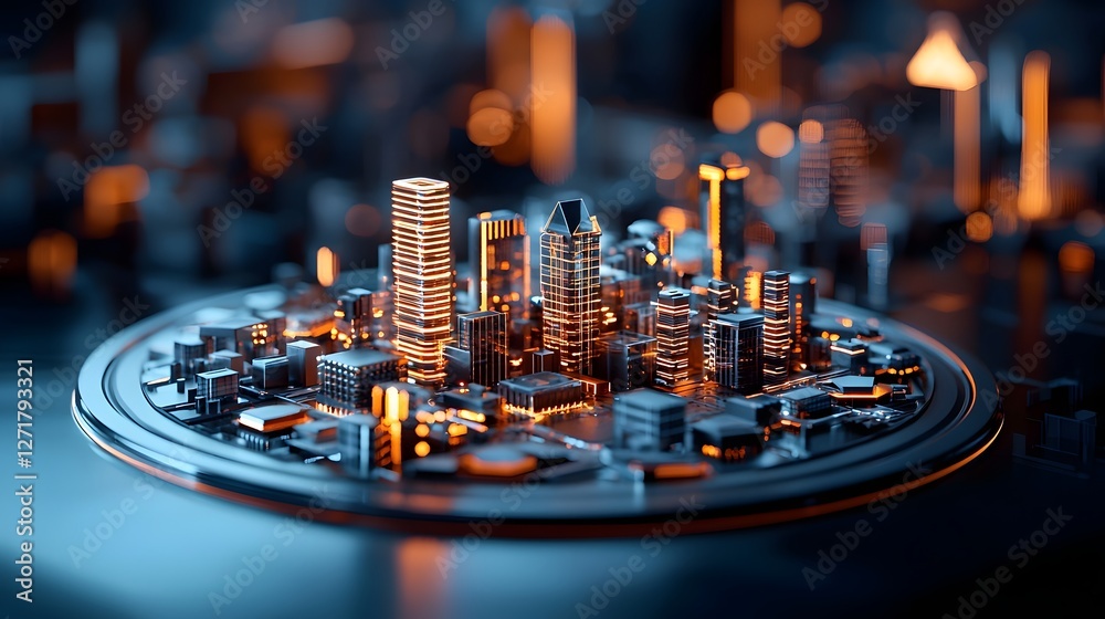 Ilustración de Stock Holographic 3D architectural rendering ...