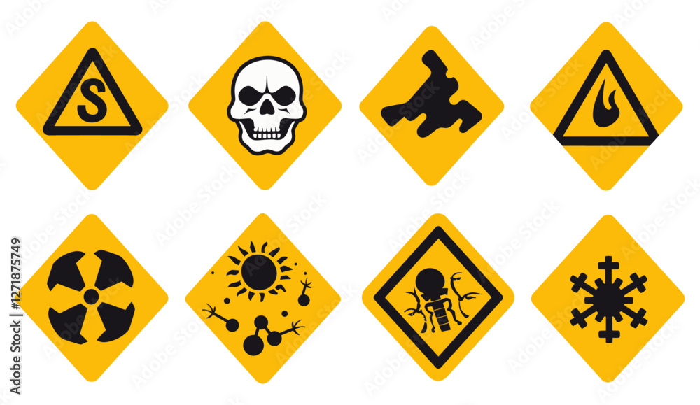 Vector illustration warning sign, poison, toxic, biohazard, danger icon ...