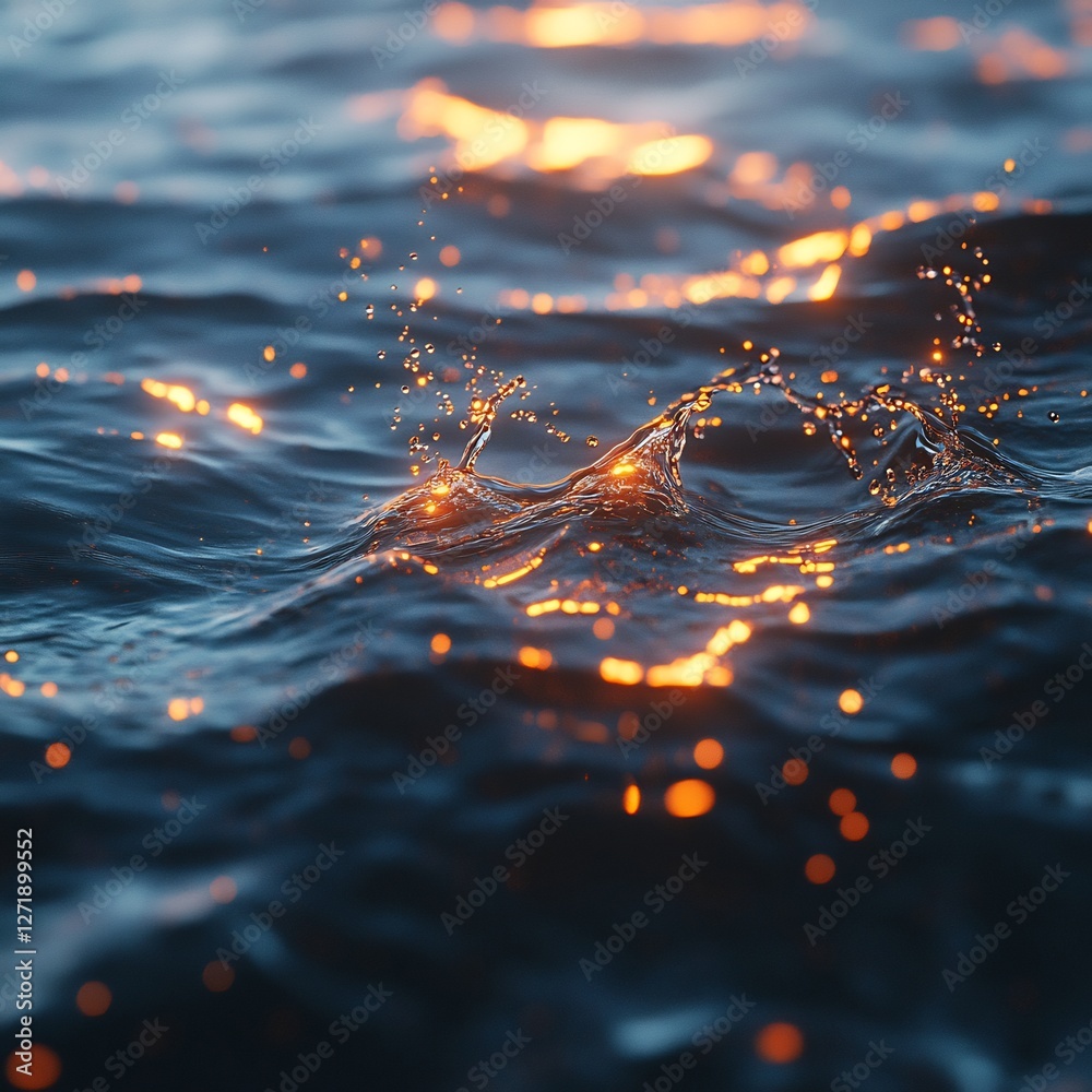 Cinematic rendering of water surface tension molecule bonded hydrogen ...