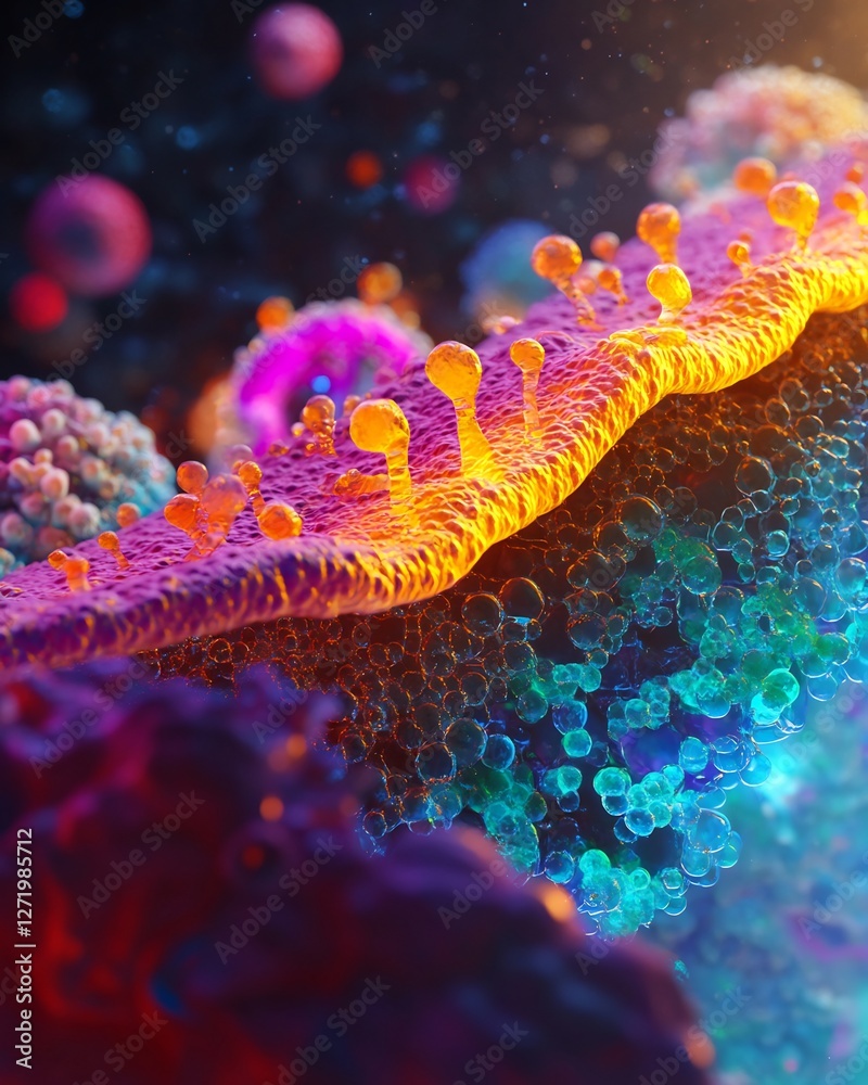 Digital painting of healthy cell membrane cross section featuring ...