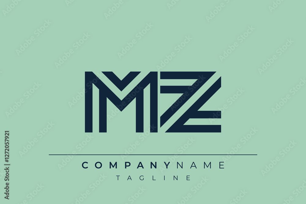 MZ minimal line logo. Letter M and Z vector line logo design. Stock ...