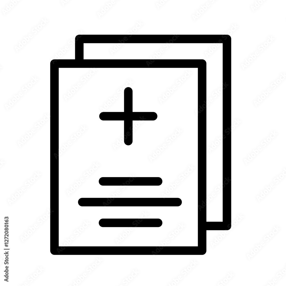 Line icon vector illustration depicting medical documents or forms used ...
