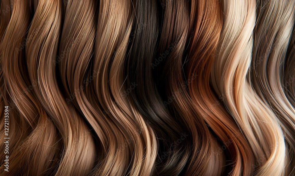 Wavy hair color palette showing different natural shades from blonde to ...