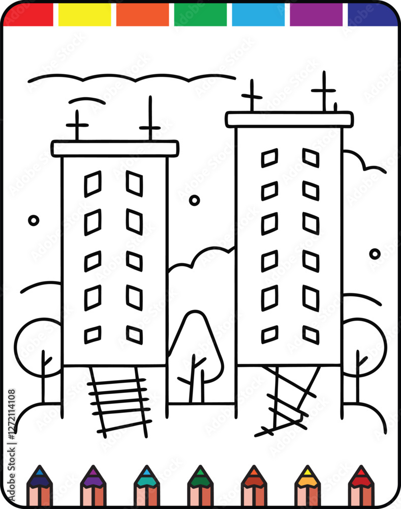 Easy Earthquake Coloring Page for Preschoolers Simple and Engaging ...