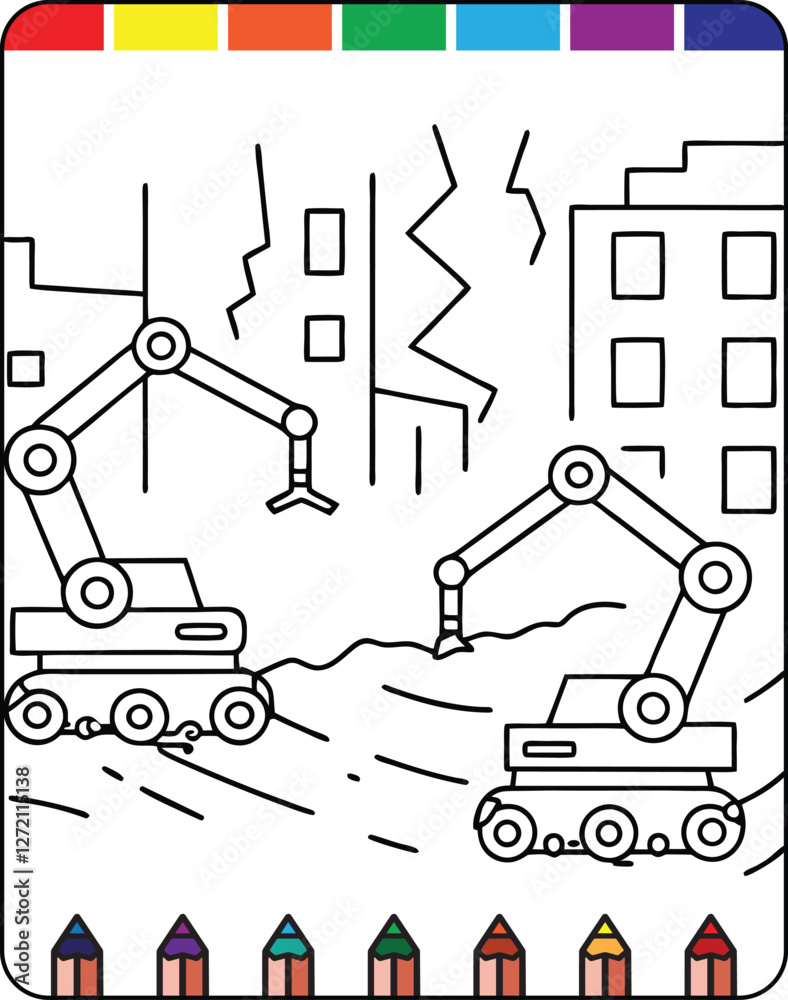 Easy Earthquake Coloring Page for Preschoolers Simple and Engaging ...