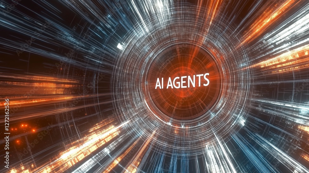 The words AI Agent on a futuristic background symbolizing future ...