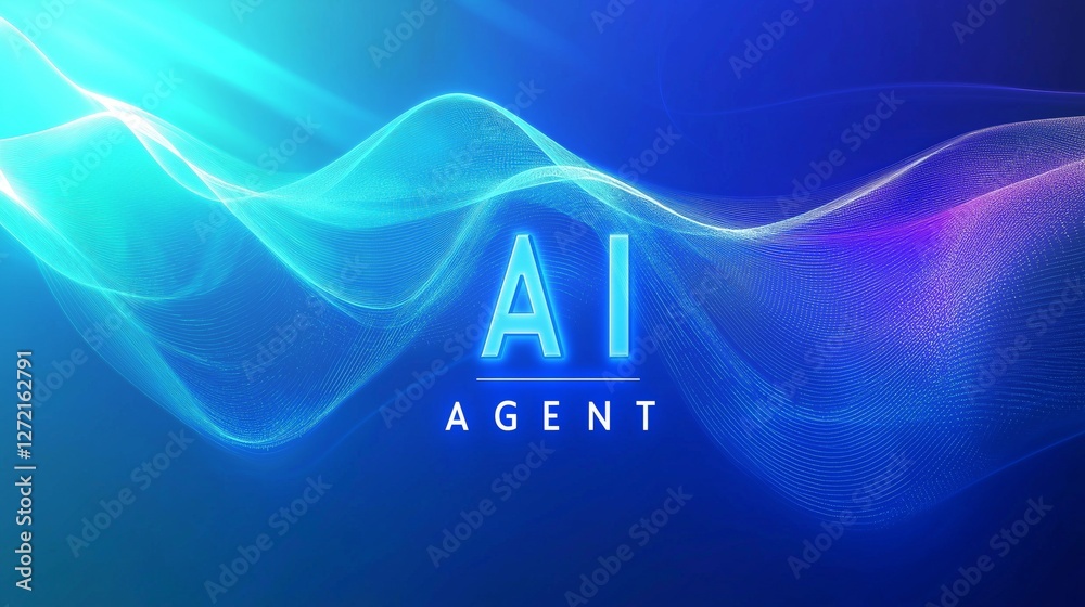 Стоковая иллюстрация «The words AI Agent on a futuristic background ...