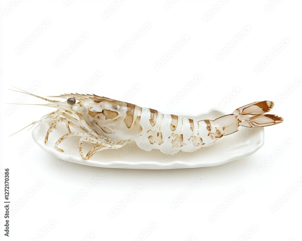 Single Cooked Tiger Shrimp on White Background, Ready-to-Eat Seafood ...