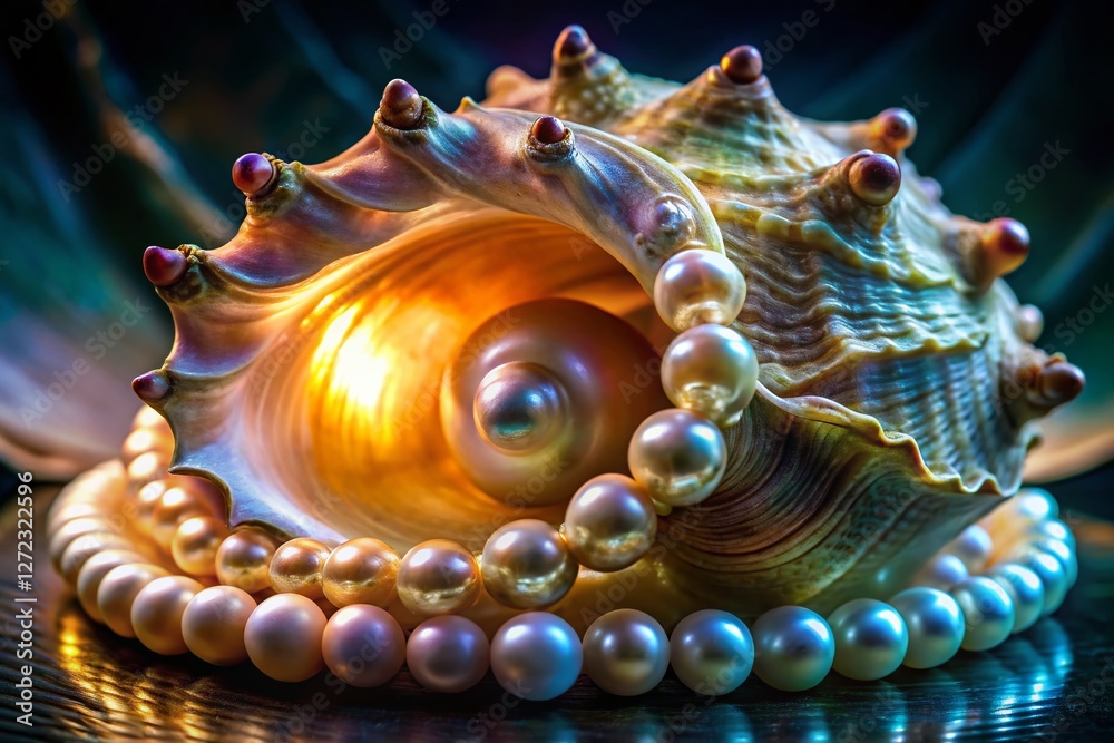 Low Light Photography: Gleaming Pearls Inside a Giant Conch Shell Stock ...