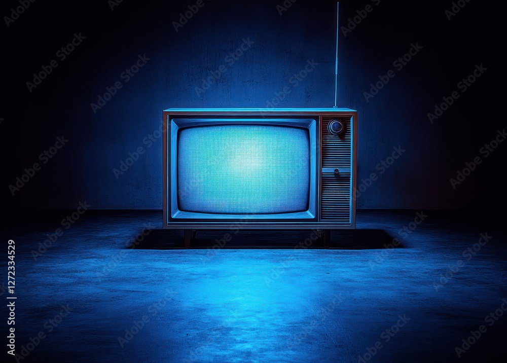 Vintage Retro Television Display with Noise and Interference in High ...