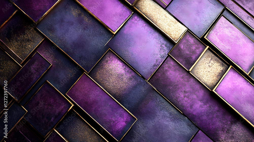 un cuadro decorativo con mosaicos de rectangulos y figuras geometricas ...