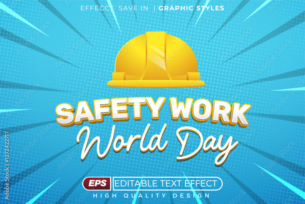 Editable 3d text effect safety work world day Stock Vector | Adobe Stock