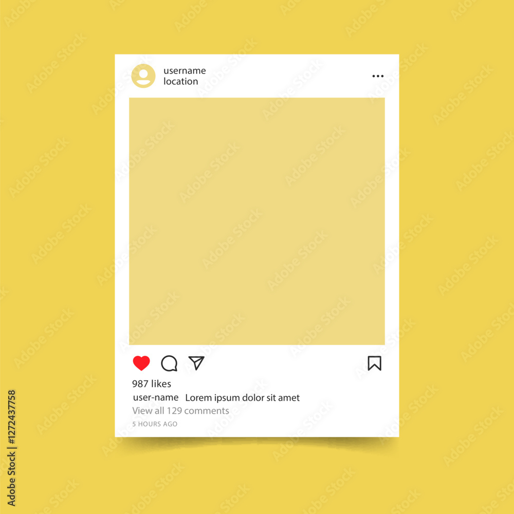 instagram post frame mockup template. social media and social network ...